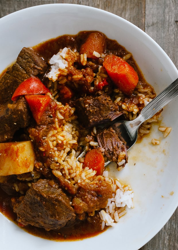 Mechado (Filipino beef stew) - Mabuhaycooking.com